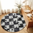 Abstract Cowhide Patchwork Washable Round Area Rug 5 ft, Country Farm ...