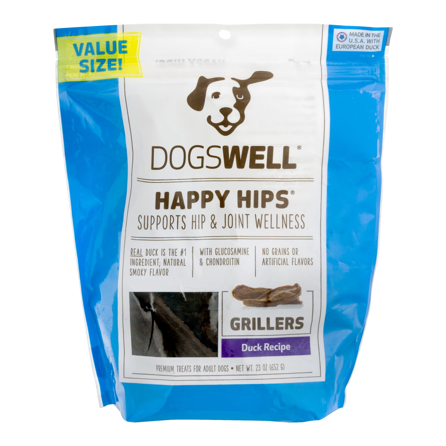 Dogswell Happy Hips Grillers Duck Recipe, 23.0 OZ - Walmart.com