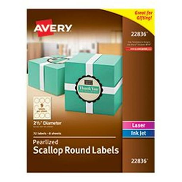 Avery-Dennison 22836 Round Print-to-the-Edge Labels, Pearl Ivory - 2.5 ...