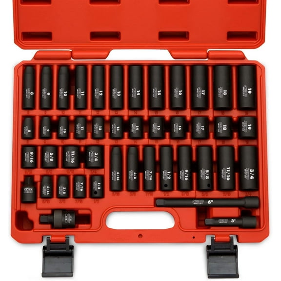 64-Piece Socket Wrench Set-Includes 6-Point Deep&Shallow Impact Sockets ...