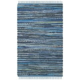 SAFAVIEH Rag Candis Striped Cotton Area Rug, Blue/Multi, 6' x 6' Square ...