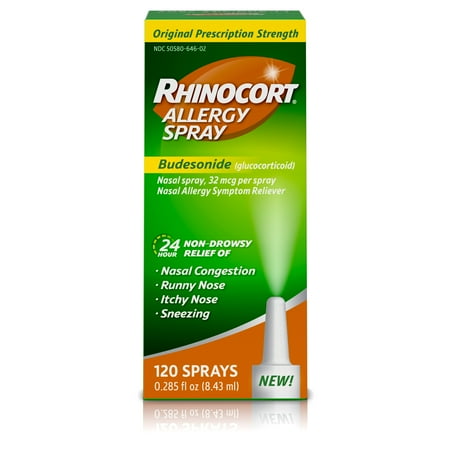 Rhinocort 24 Hour Allergy Relief Budesonide Nasal Spray, 120 Sprays ...