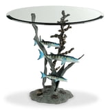 SPI Home Cast Aluminum Barracuda Glass Top End Table - Walmart.com