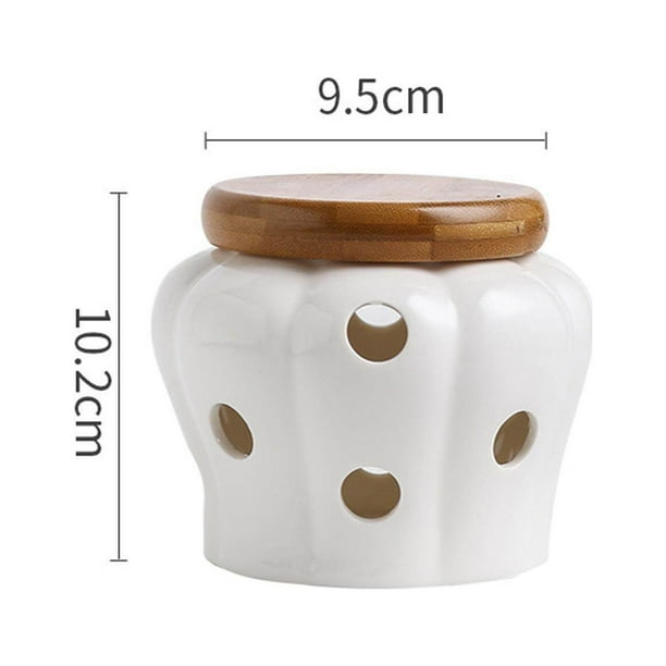 pitrice Ceramic Garlic Keeper Garlic Jars Vented with Lid Garlic Cellar ...