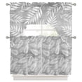 Ash Fronds Swag Curtains Valance and Tier Set, Gray Silver Slate Leaf ...