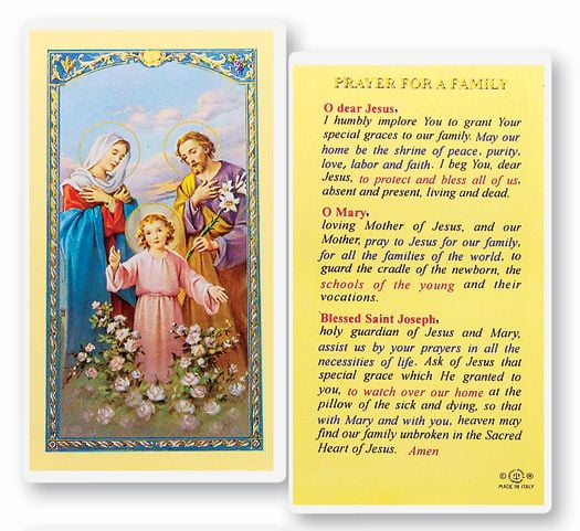 Family Prayer Laminated Catholic Prayer Holy Card with Prayer on Back ...