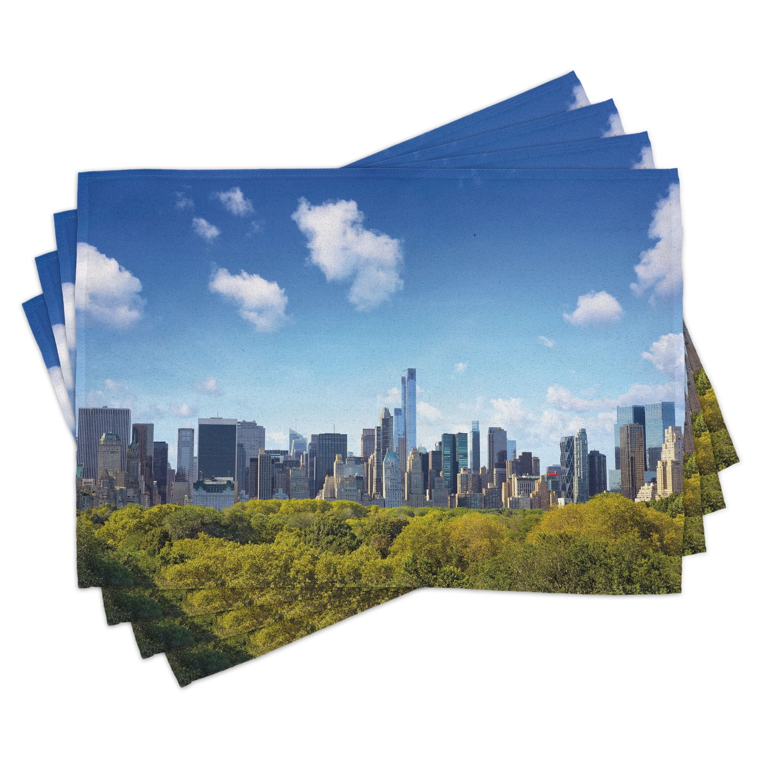 Ambesonne City Place Mats Set of 4, Central Park Midtown NYC, Standard ...