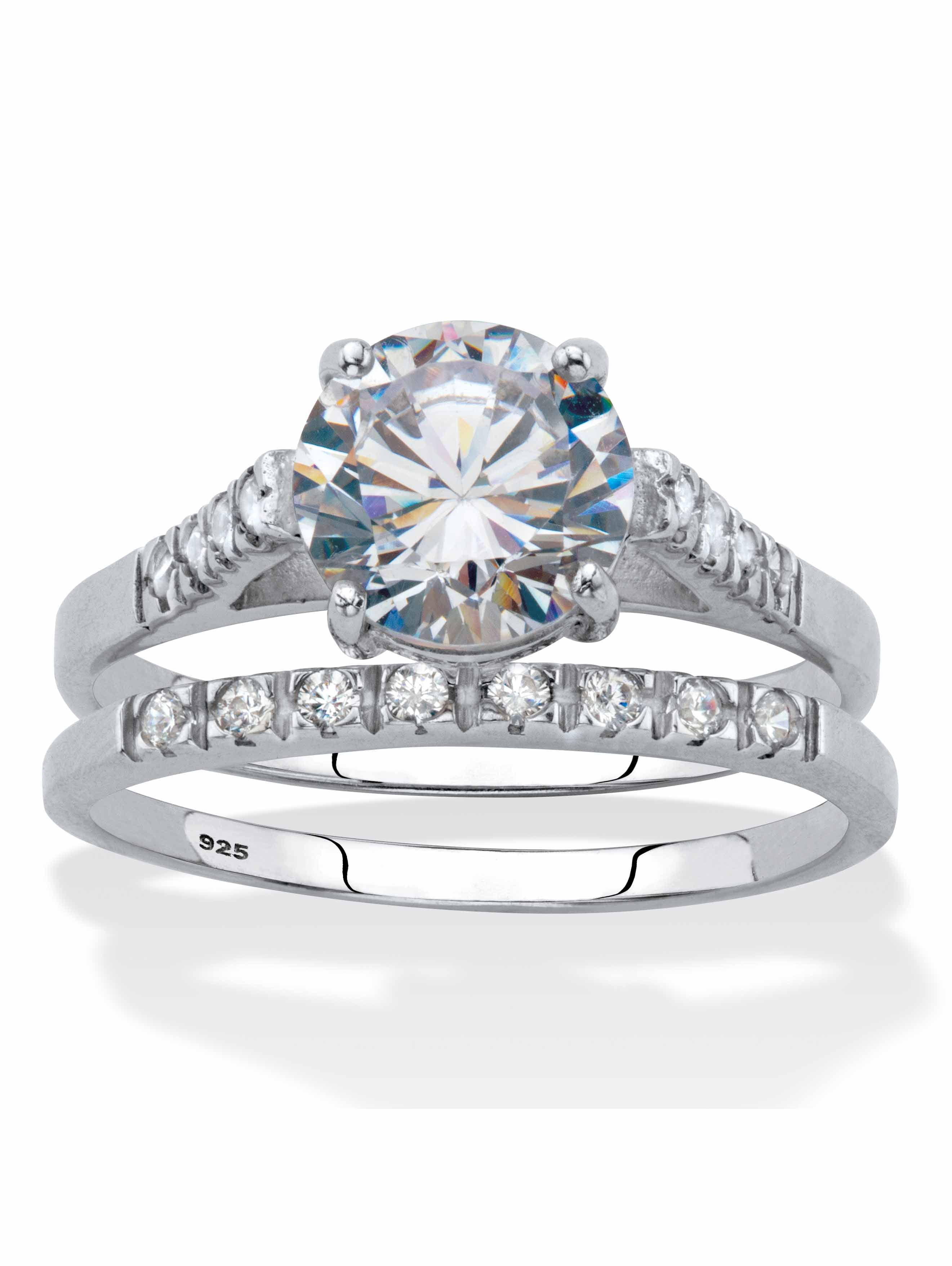 Palmbeach Jewelry Round Cubic Zirconia 2 Piece Bridal Ring Set 2 24 Tcw