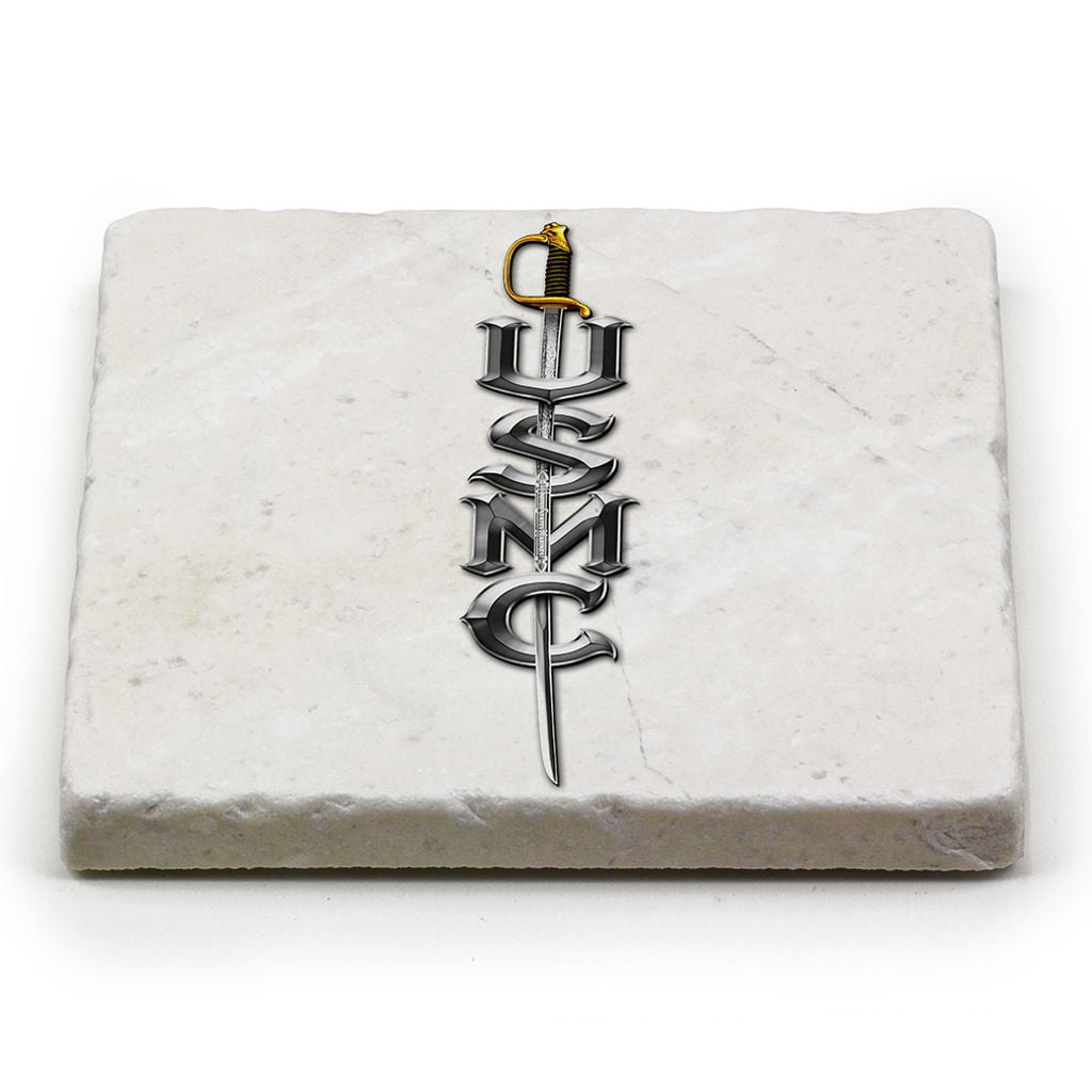 US Marines USMC Sword Set of 2 Natural Stone Coasters - Walmart.com