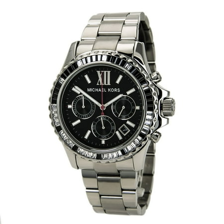 Michael Kors Everest Chronograph Black Dial Stainless Steel Ladies ...