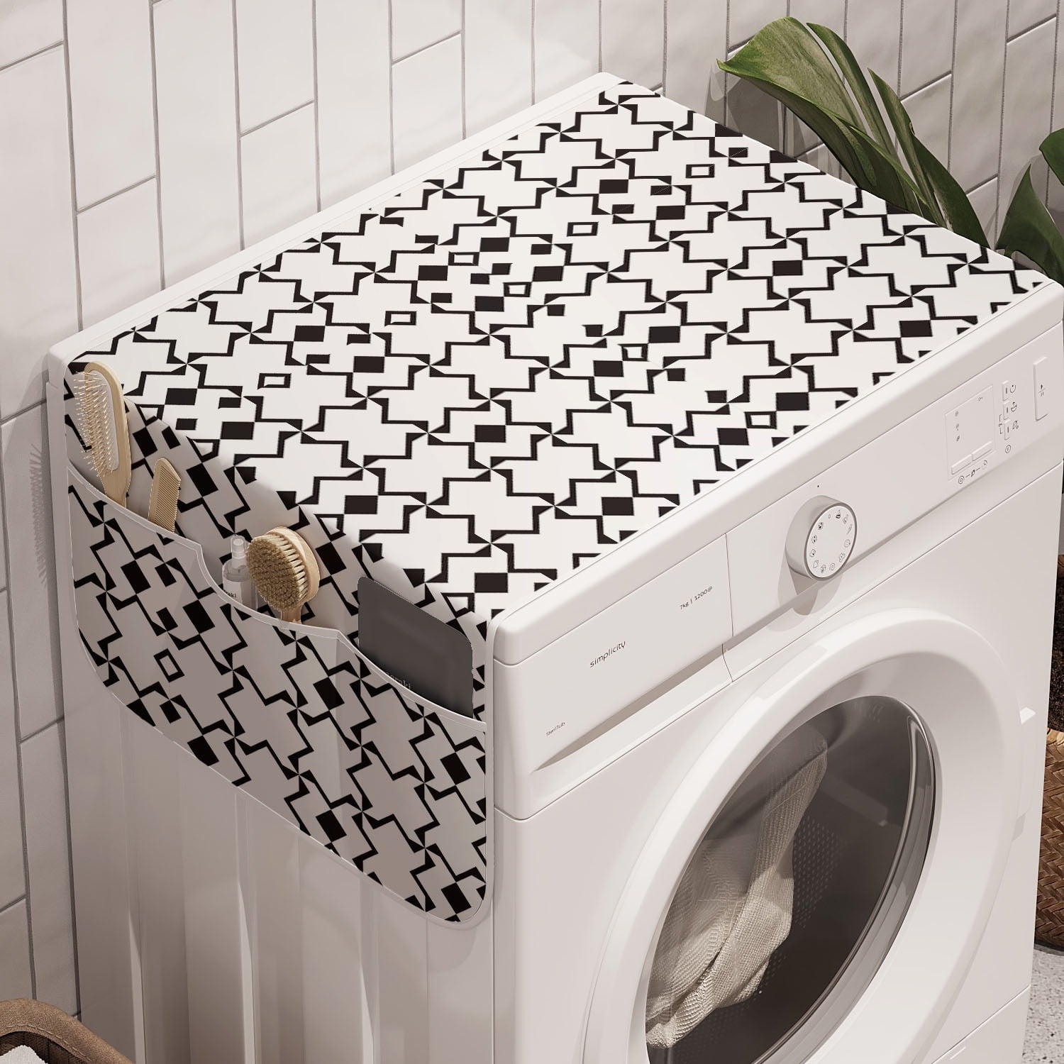 Abstract Washing Machine Organizer, Illustration of Monochrome Modern ...