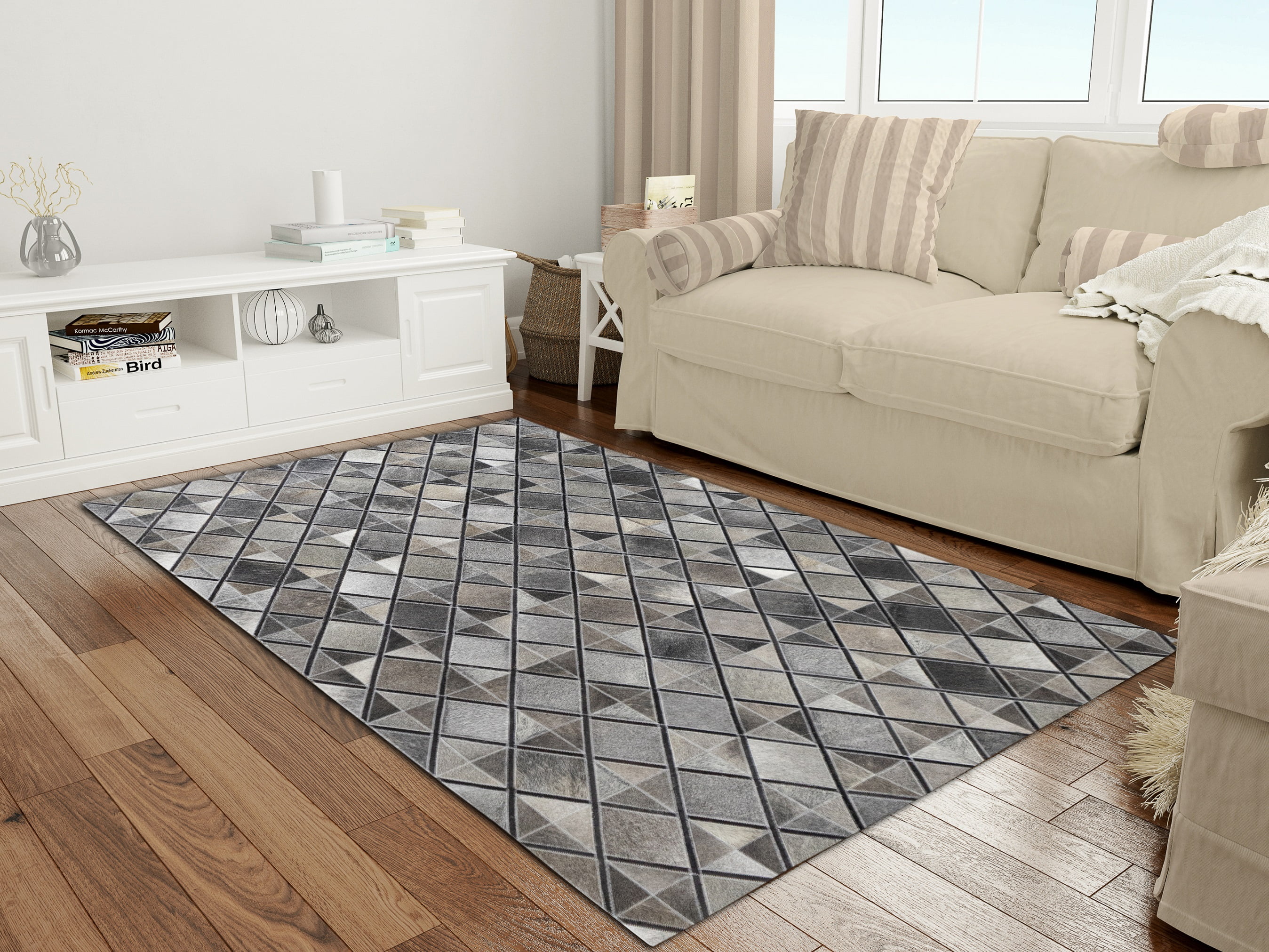 Handmade Leather Hide Rug - Grey - 5x8 - Walmart.com