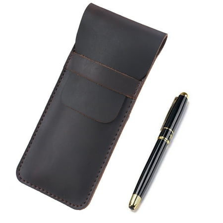 Genuine Leather Pen Case Holder Fountain Multi Pens Pouch Pen ...