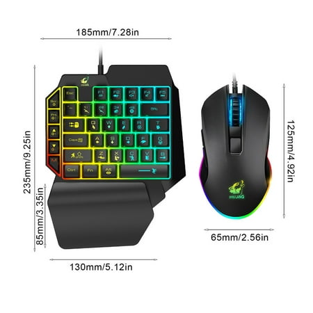 T1 One-Handed Keyboard Mouse Set Gaming Keyboard Mouse Set Ergonomic ...