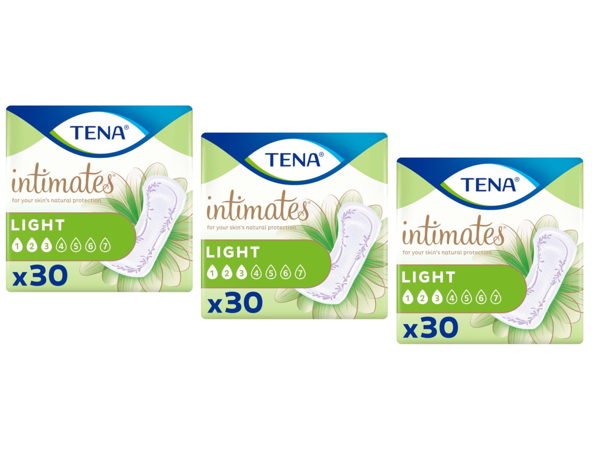 Tena Intimates Light Ultra Thin Incontinence Pads For Women 30 Count Pack Of 3