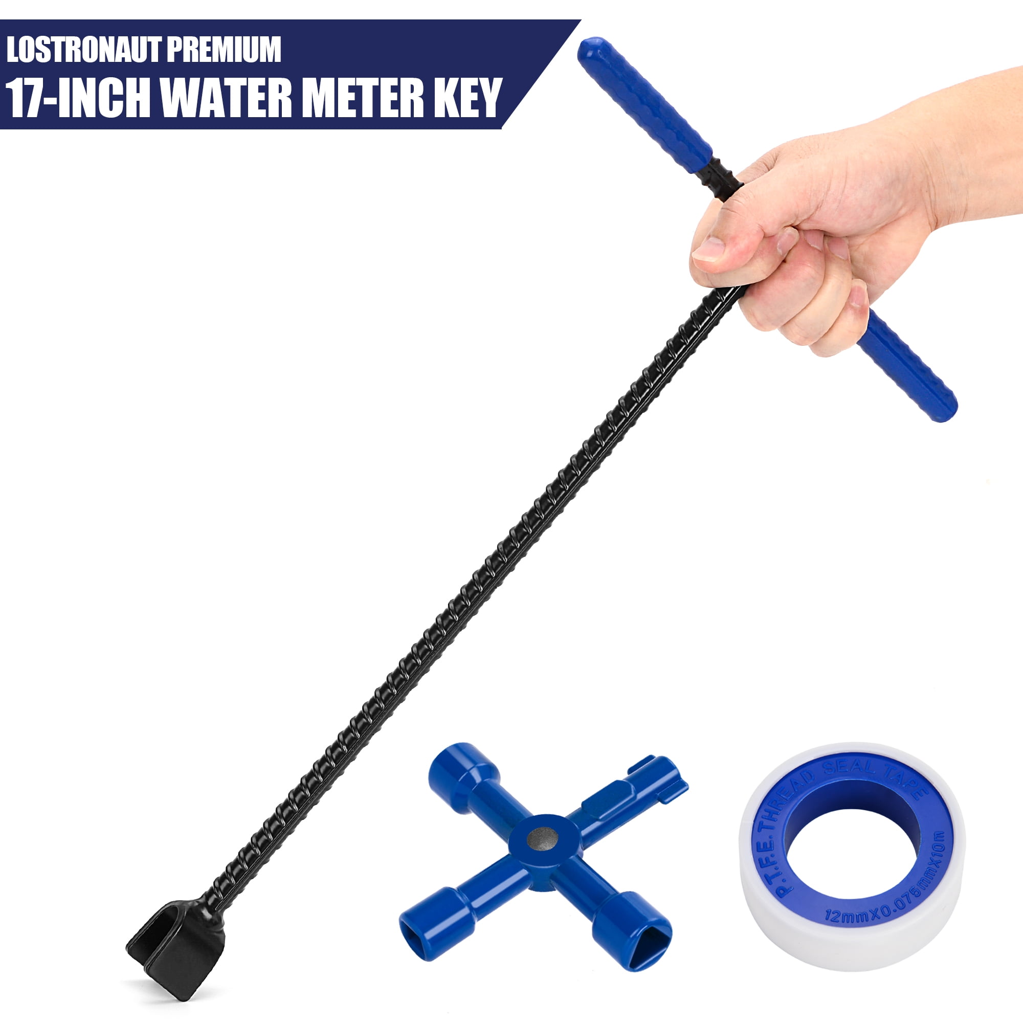 Buy LOSTRONAUT Water Meter Key Wrench, 4-Way Utility Curb Valve Tool ...