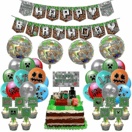 Minecraft Birthday Party Party Games Pixel Style Supplies Game Party ...