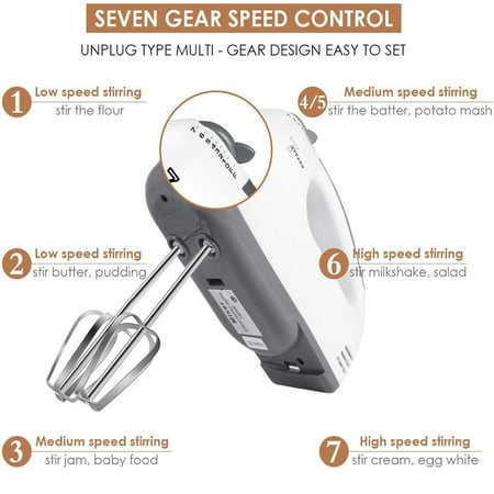 Hand Mixer Electric Whisk,7-Speed with Turbo Handheld Kitchen Mixer ...