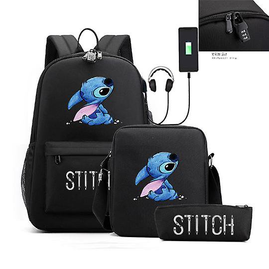 Stitch Three-piece Schoolbag Male And Female Student Backpack Backpack ...