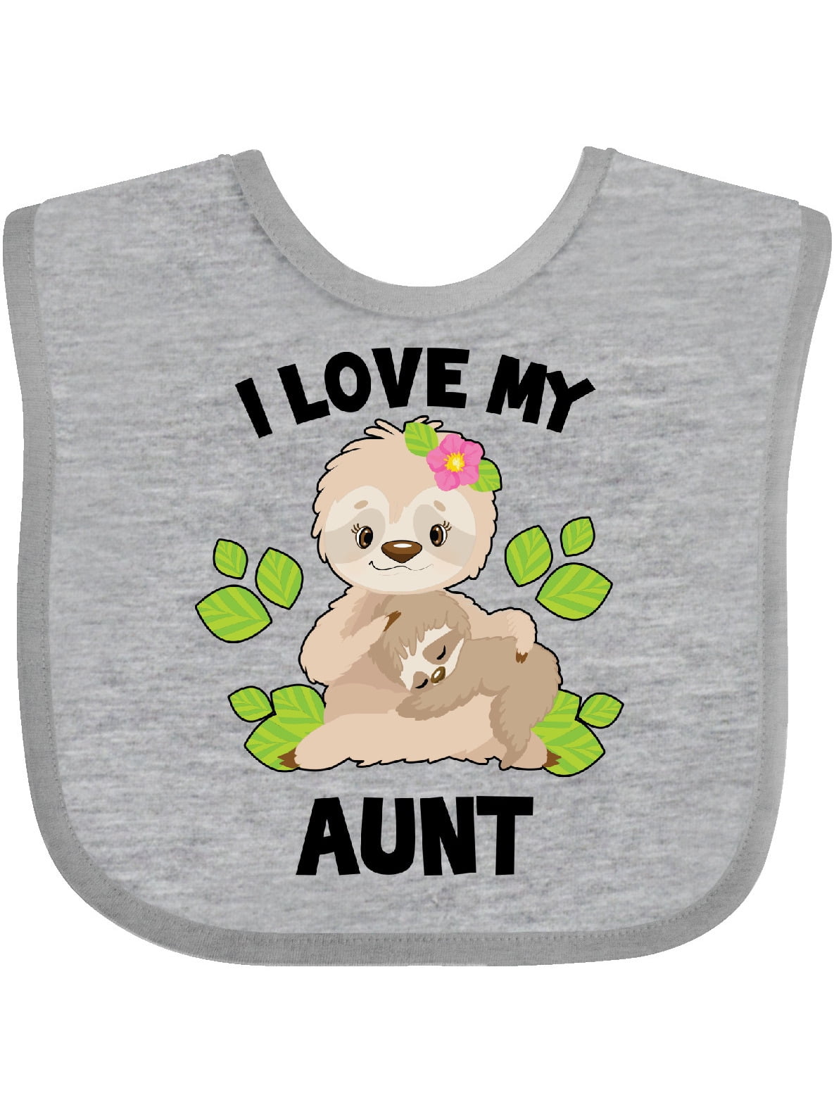 Inktastic Cute Sloth I Love My Aunt with Green Leaves Gift Baby Boy or Baby Girl Bib - Walmart.com