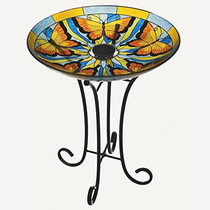 Evergreen Enterprises EG2GB337 Butterfly 18" Solar Bird Bath - Walmart.com