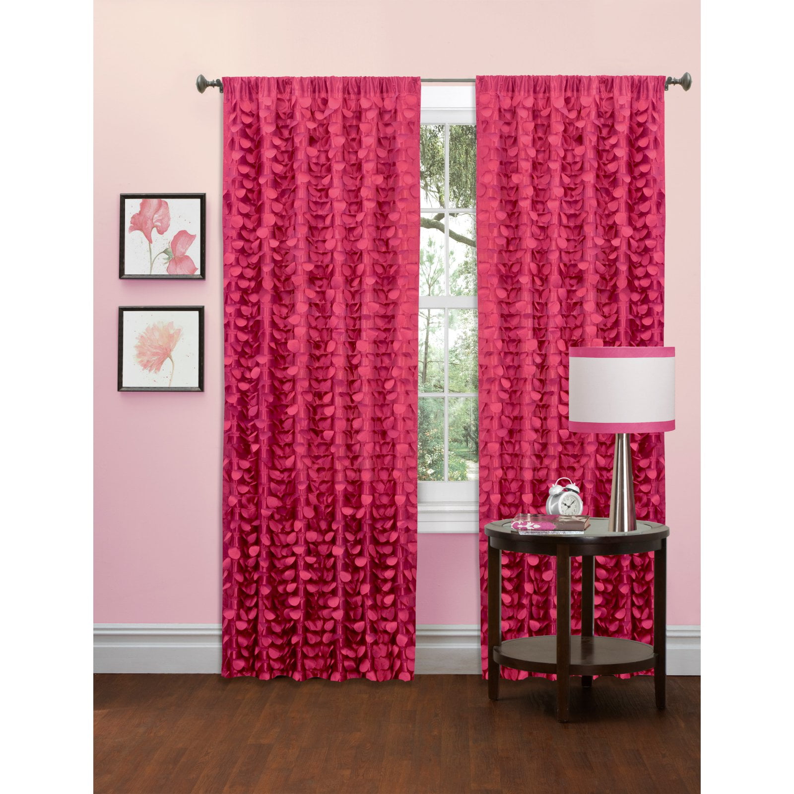 Lush Decor Gigi 84" x 50" Textured Pink 100% Polyester 3" Rod Pocket ...