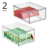 mDesign Stacking Plastic Storage Kitchen Bin with Pull-Out Drawer, 2 ...