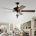 Topher 52-Inch 5-Blade Antique Bronze Lighted Ceiling Fans with Clear ...