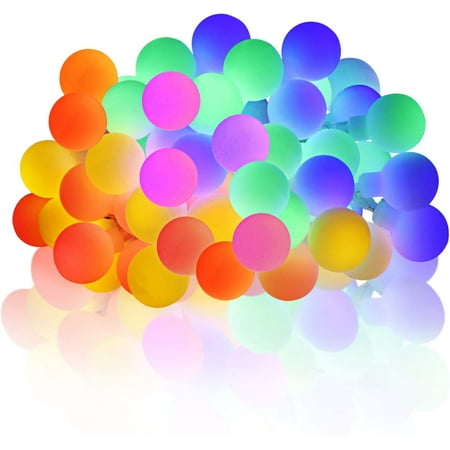 Multicolor Globe String Lights 40 LED 20 Ft 8 Modes Waterproof Battery ...