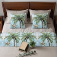 Bed Runner for Queen Size Bed, Coastal Blue Green Tree 3 Pcs Bedding ...