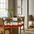 Christmas Tablecloth 70×70 Inch Round, Poinsettia Golden Ribbon ...