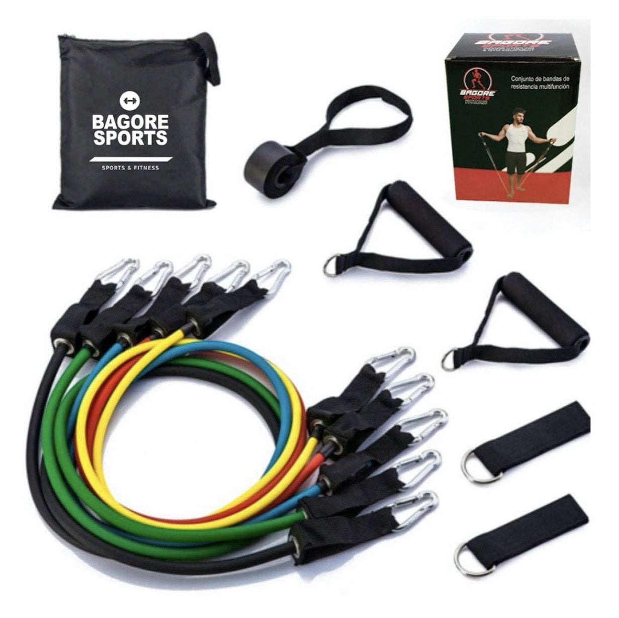 SET DE LIGAS DE RESISTENCIA PARA EJERCICIO 11 PZS BAGORE BAGORE SPORTS ...