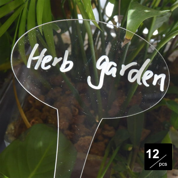 12 Pieces Clear Seedling Label Sticks and Pen ,Waterproof Reusable ...