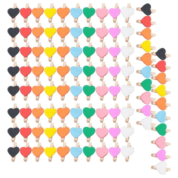 Clips de Madera de corazón, 100 Piezas Mini Clips de Madera de corazón ...