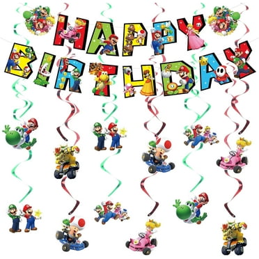 Super Mario Luigi Themed Birthday Party Hanging Decorations Supplies ...