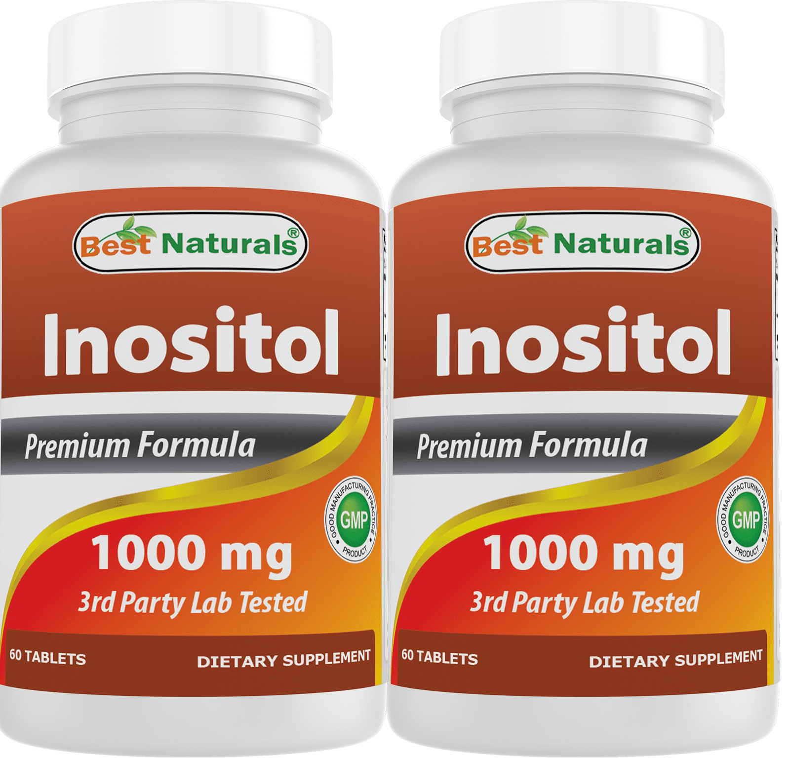 2 Pack Best Naturals Inositol 1000 mg 60 Tablets - Walmart.com