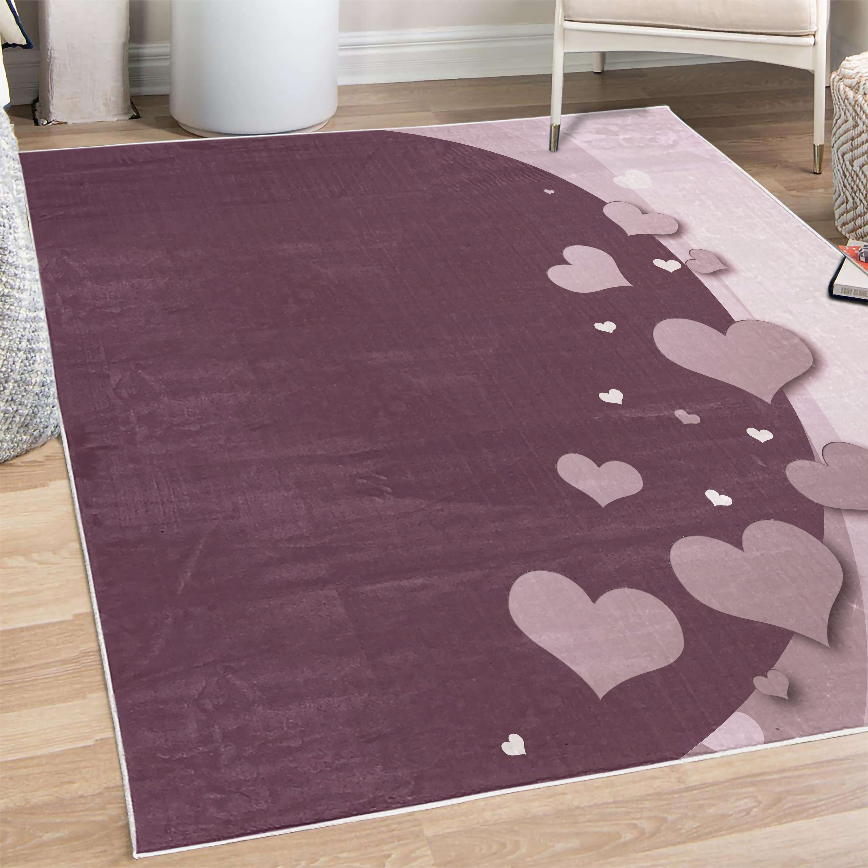 Love Decorative Rug, Valentines Day Romance Art with Hearts Stars ...