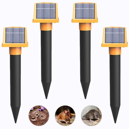 4-Pack Solar-Powered Ultrasonic Mole Repellent with Sonic Spikes - Keep ...