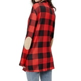 Women Colorblock Plaid Elbow Patch Long Sleeves Cardigan - Walmart.com