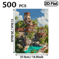 500pcs Adult Jigsaw Puzzle - Large Mediterranean Town with Blue-Roofed ...