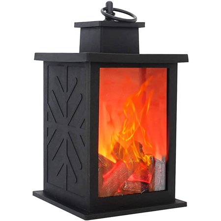 Electric Fireplace False Flame, LED Candle Fireplace Lantern Battery ...