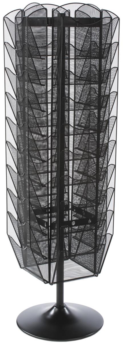 Rotating Magazine Rack, 40 Pockets with Dividers, Rotating (Black Steel ...