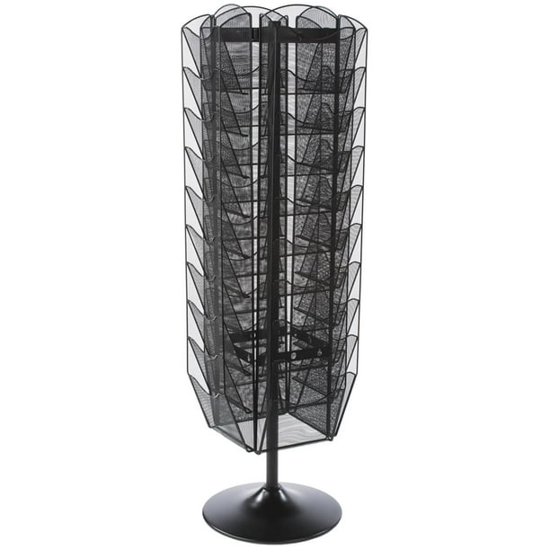 Rotating Magazine Rack, 40 Pockets with Dividers, Rotating (Black Steel ...