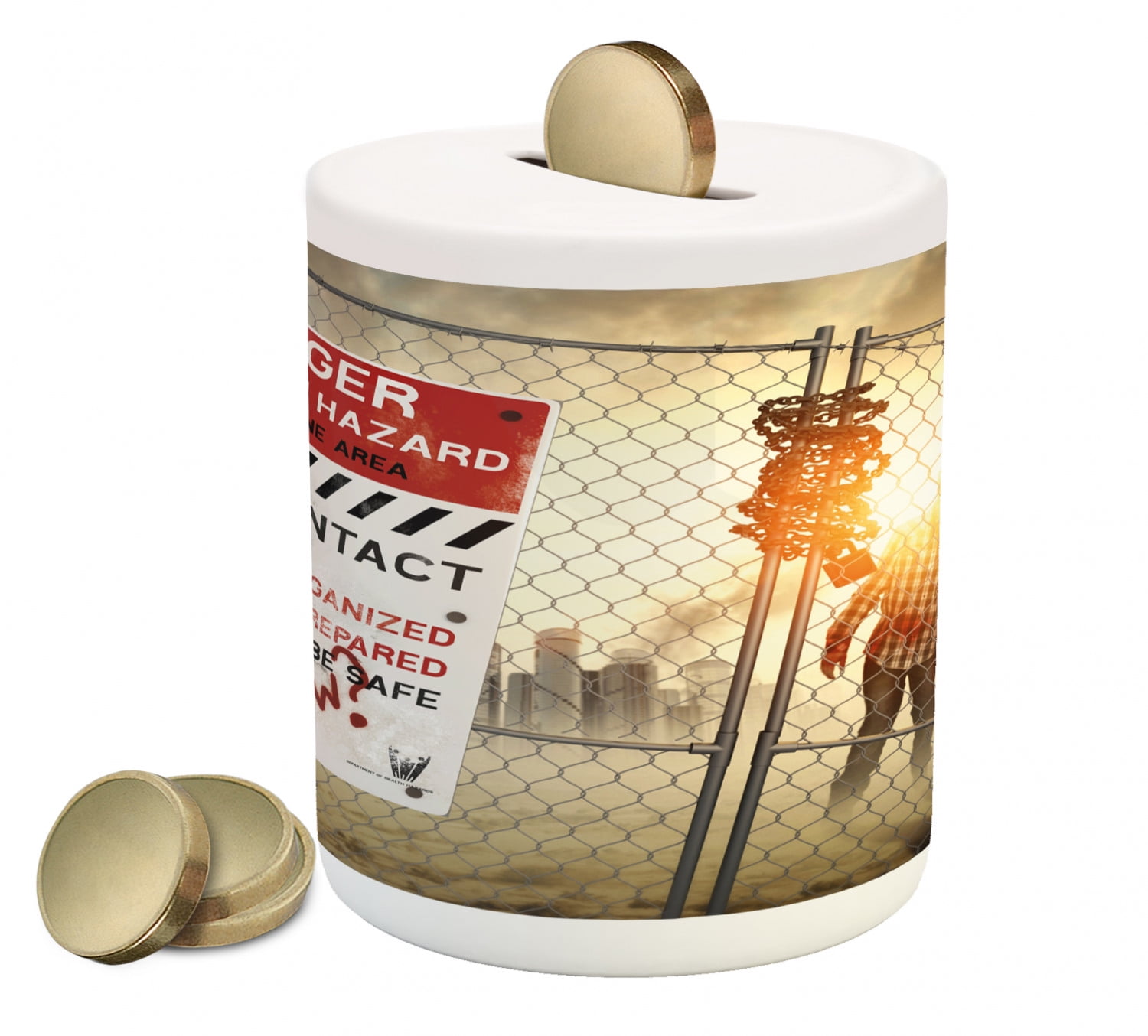 Zombie Piggy Bank, Dead Man Walking in Dark Danger Scary Scene Fiction ...