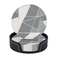 6-Piece Set Of Round Coasters Water-Resistant Leather Double-Sided Non ...