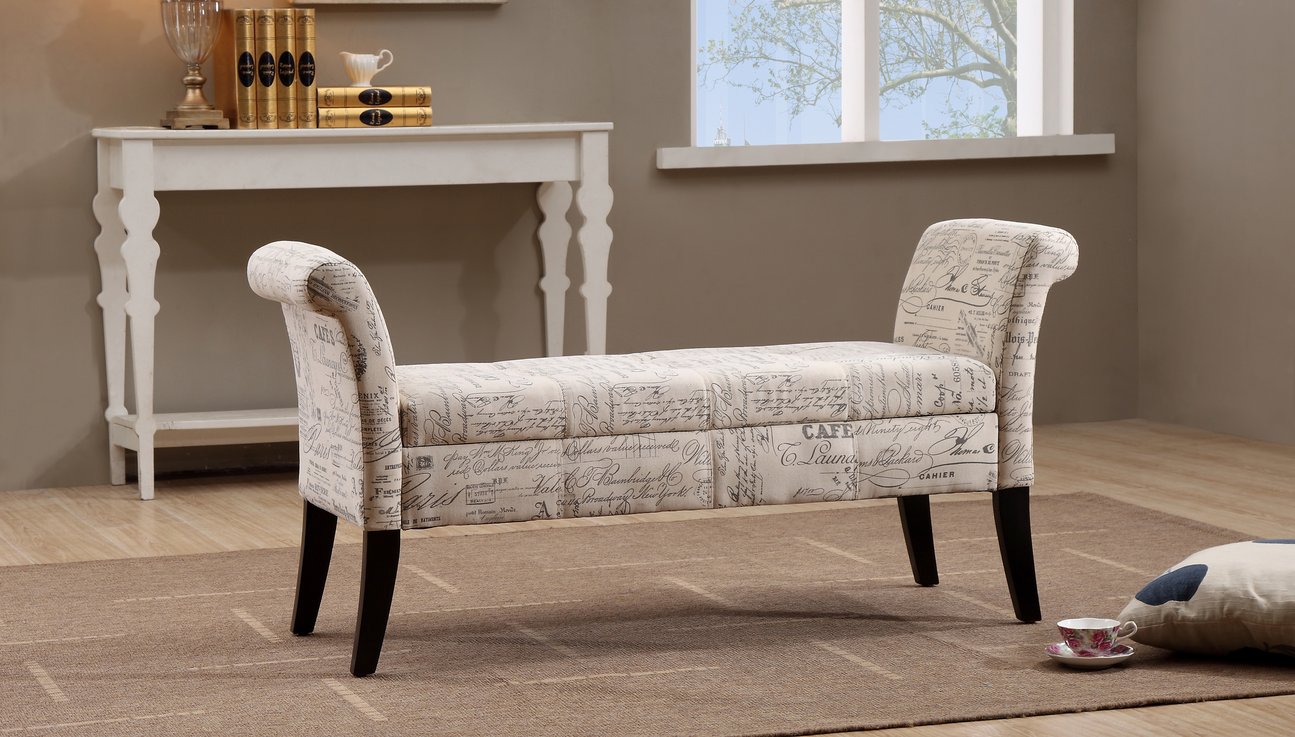 Mena French Fabric Bench With Storage | Walmart Canada