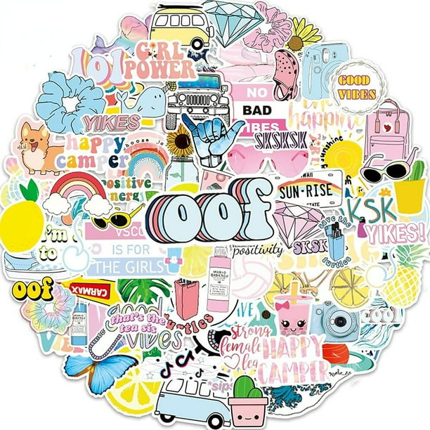 Vsco Stickers for Water Bottle Laptop, 100pcs Cute Waterproof Vinyl ...