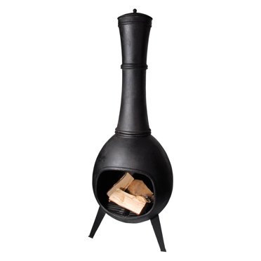 Esschert Design 26" Black Finish Cast Iron Chiminea - Walmart.com