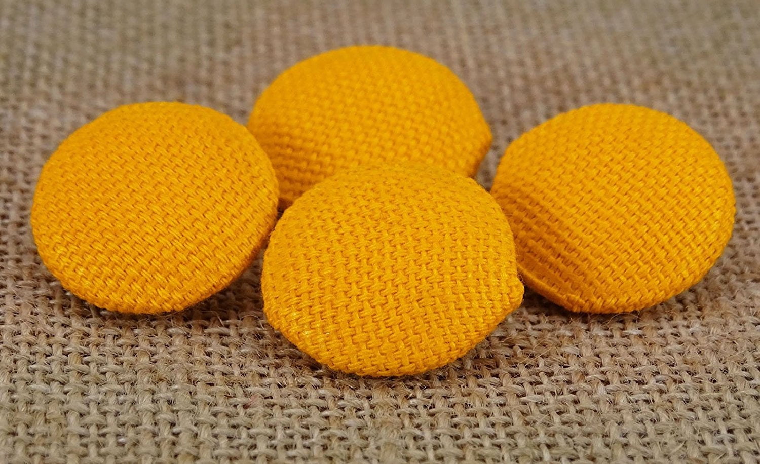 Decorative Yellow Round Cotton Twill Fabric Covered Buttons 2 Holes ...
