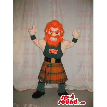 Red-Haired Character Plush SPOTSOUND Mascot Dressed In Scottish Clothes ...